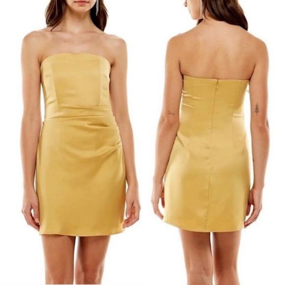 Wayf | Dresses | Wayf Emma Rose Gold Yellow Strapless Mini Dress | Poshmark